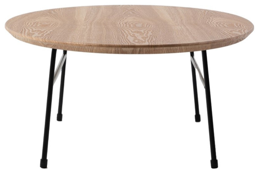 LeisureMod Rossmore Oval Side Table With Wood Top and Black Frame ...