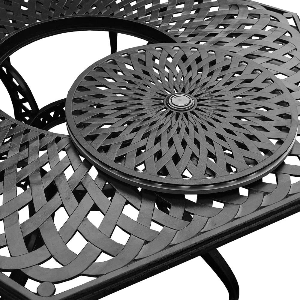 Modern Outdoor Dining Table, Hexagonal Patterned Top With Lazy Susan ...
