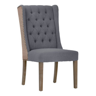 Reilly Two-Toned Performance Linen Wingback Dining Chair - Farmhouse ...