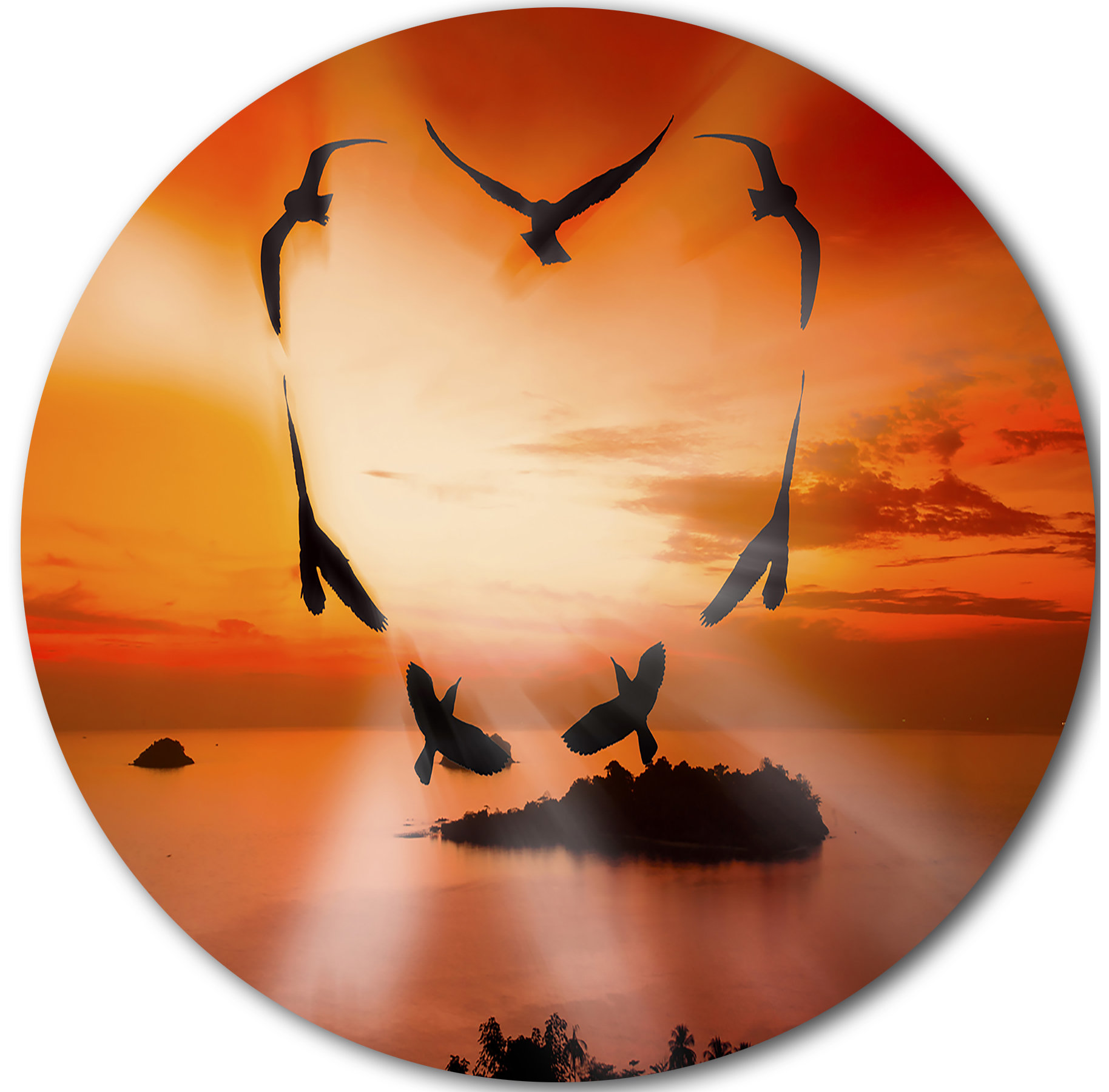 Crow Heart at Sunset, Digital Art Round Metal Wall Art, Disc of 11 inch ...
