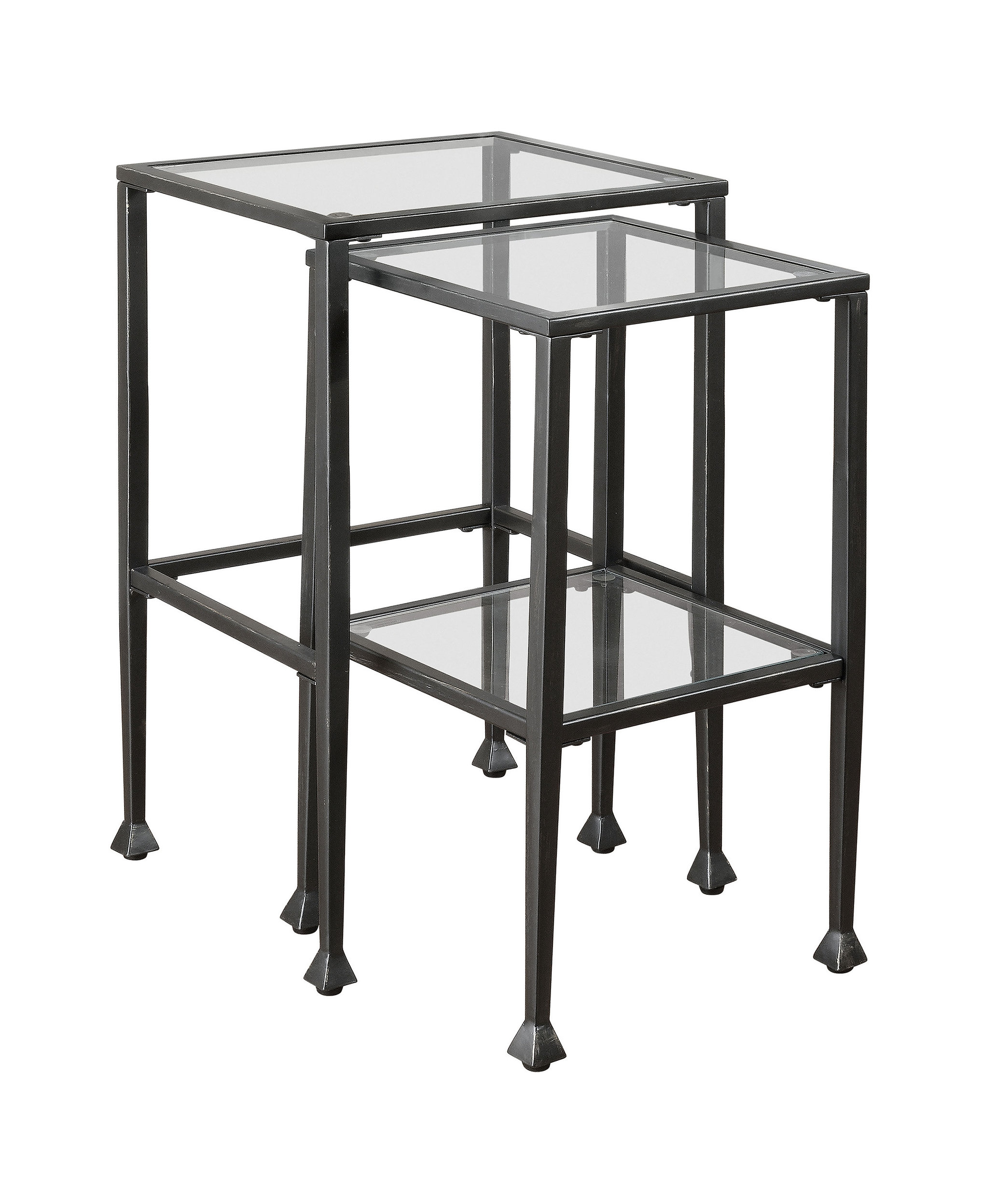 Leilani 2-piece Glass Top Nesting Tables Black - Transitional - Coffee ...