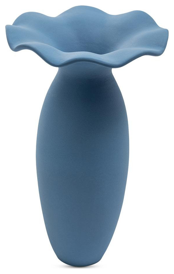 Ruffle 16" Decorative Vessel Blue - Contemporary - Vases - by Bison ...