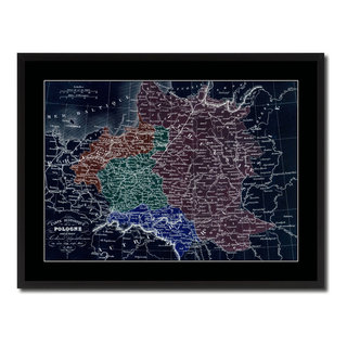 Poland Prussia Germany Vintage Vivid Color Map Canvas, 28"x37 ...