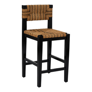 Willowbrook Solid Wood and Natural Woven Seagrass Rope Counter Height ...