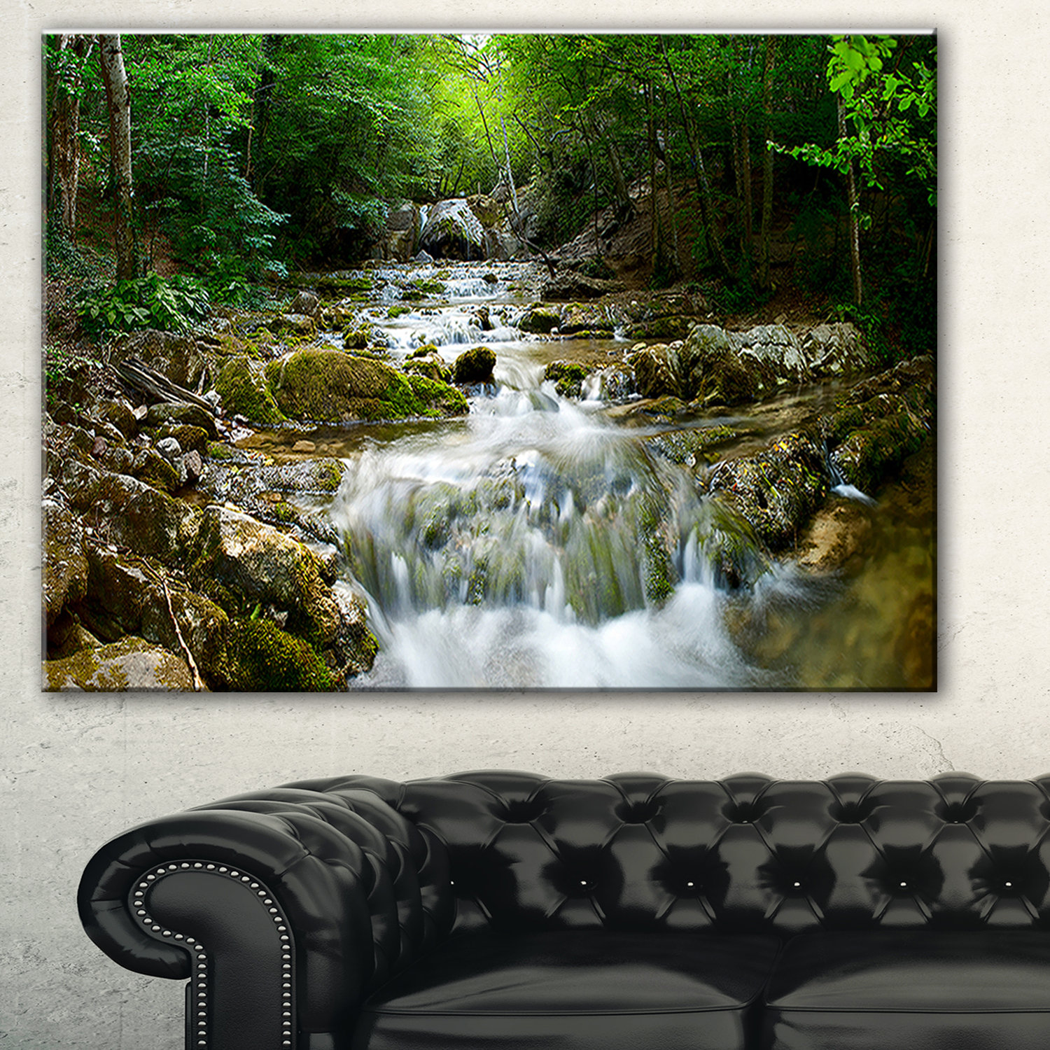 "Natural Spring Waterfall" Canvas Print, 40"x20" - Rustic - Prints And ...