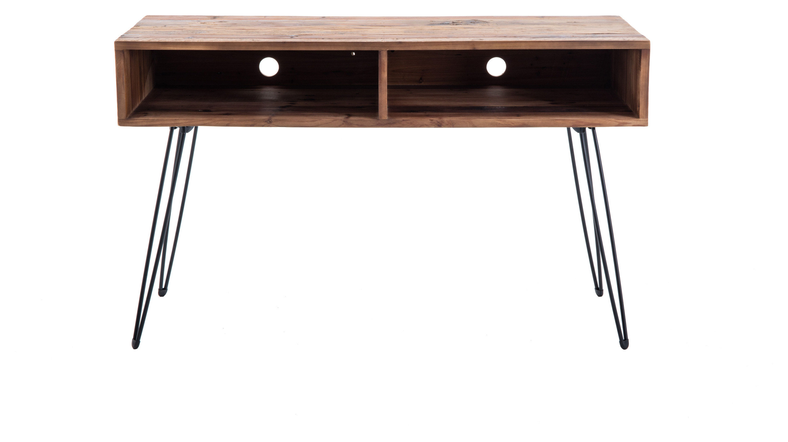 Benzara 48 Inch Reclaimed Wood Media Console with Hairpin Leg, Brown ...