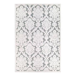 Transitional Natural Gray Floral Area Rug, Polypropylene with Floral ...