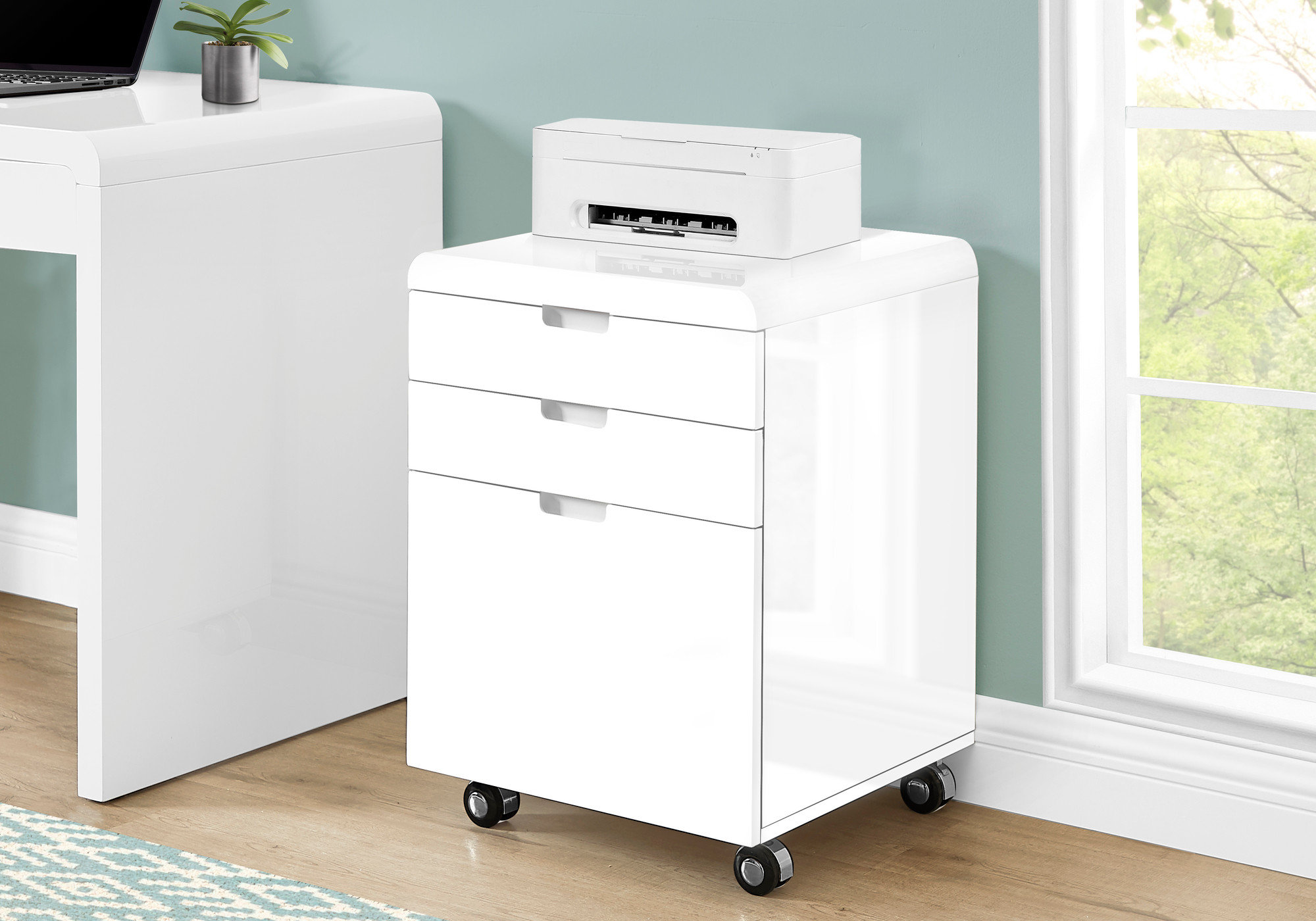 Monarch Specialties Filing Cabinet - 3 Drawer, High Glossy White ...
