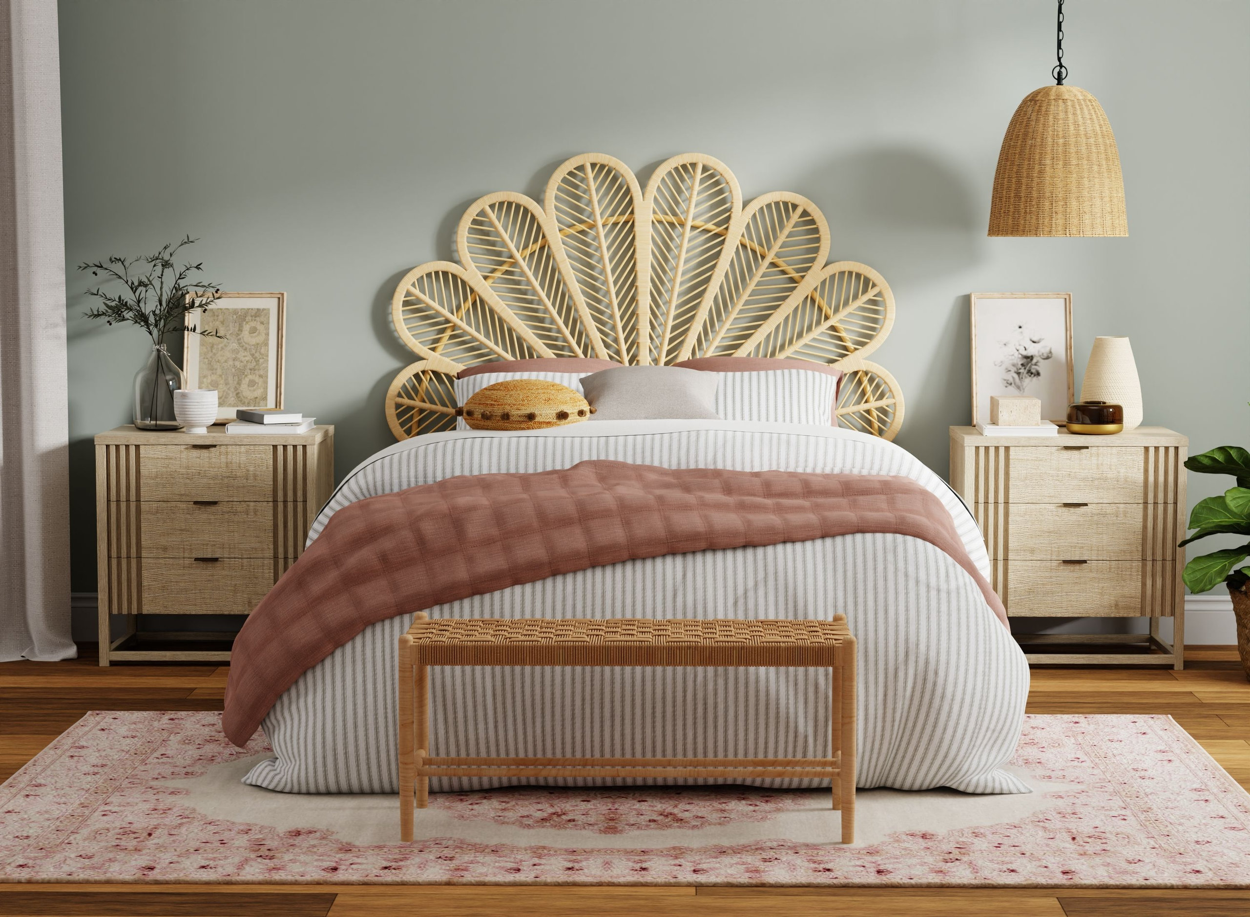 Rattan Petal Headboard Natural, King - Tropical - Headboards - by ...