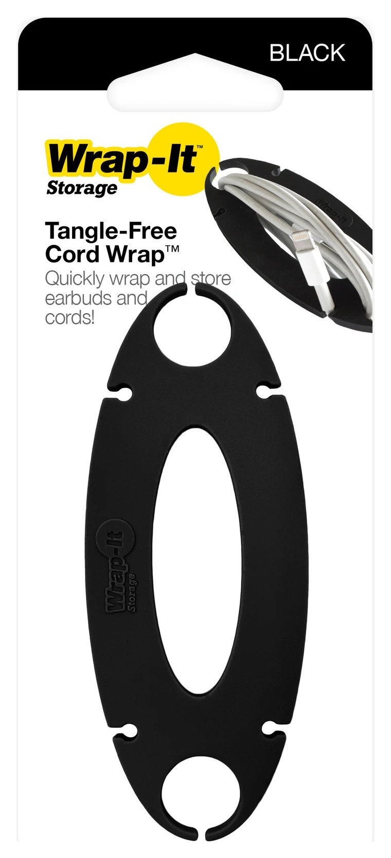 Wrap-It 500-CW-BL Mobile Storage Tangle Free Cord Wrap, Black - Cable ...