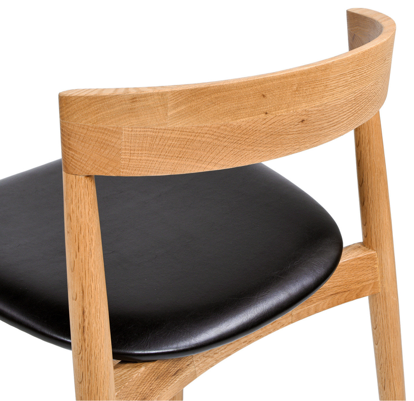 Raven 20.5" Stacking Sculpted Brown Oak Wood Dining Chair, Black Faux ...