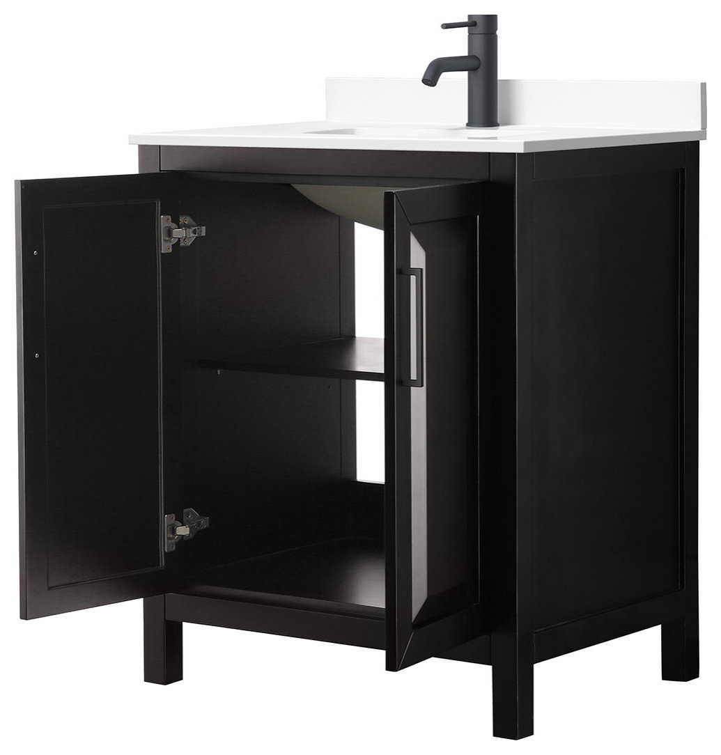 Daria 30" Single Vanity in Dark Espresso, White Cultured Marble Top ...