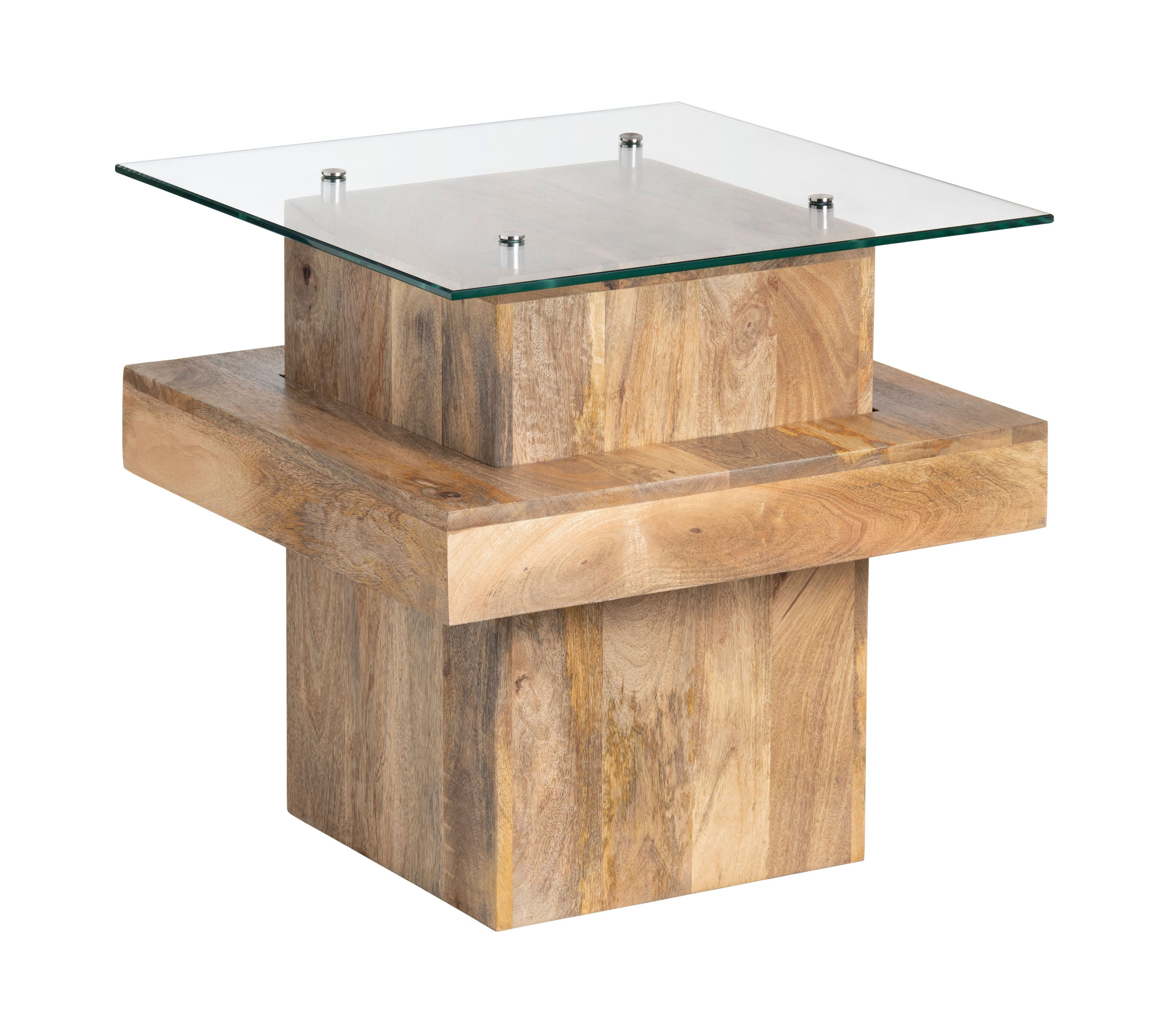Monaco Mango Wood and Glass End Table, Brown - Rustic - Side Tables And ...