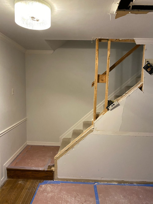 stair rail ideas with support post in center