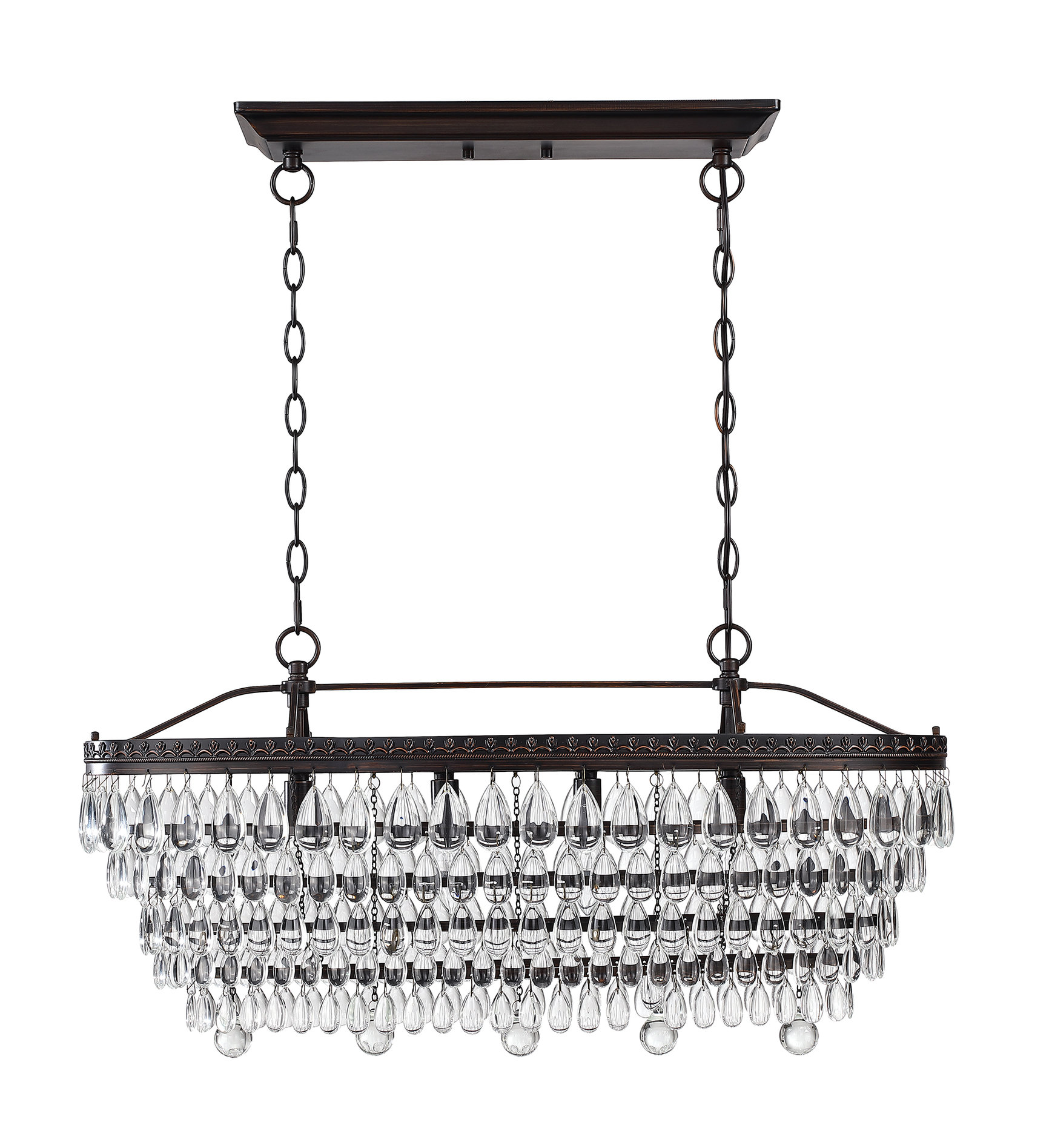 Akari Glass Beads Oval Chandelier Lighting, 30" W - Transitional ...