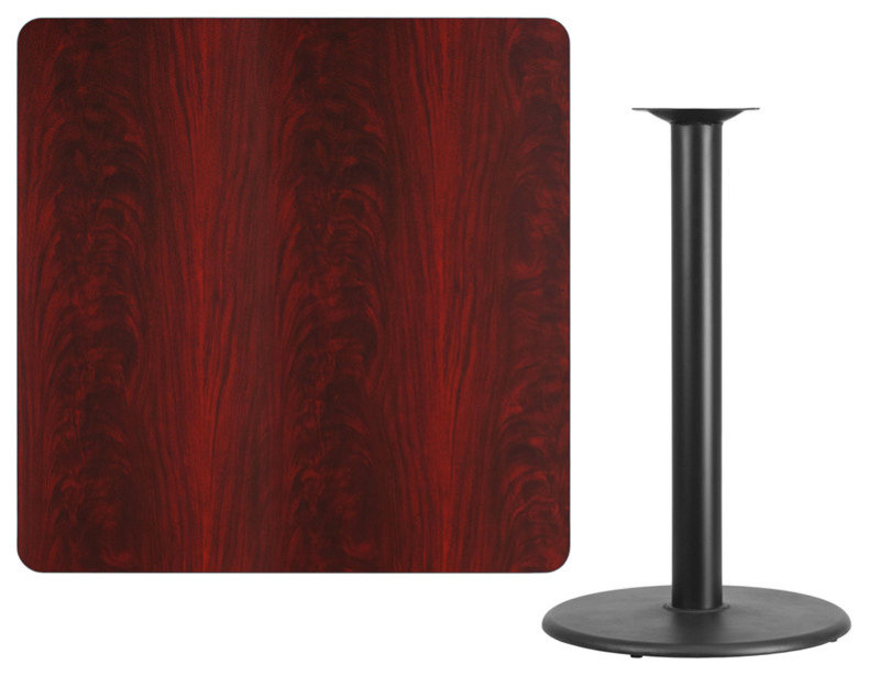 Dyersburg 42" Square Mahogany Laminate Table Top With 42" Round Base ...