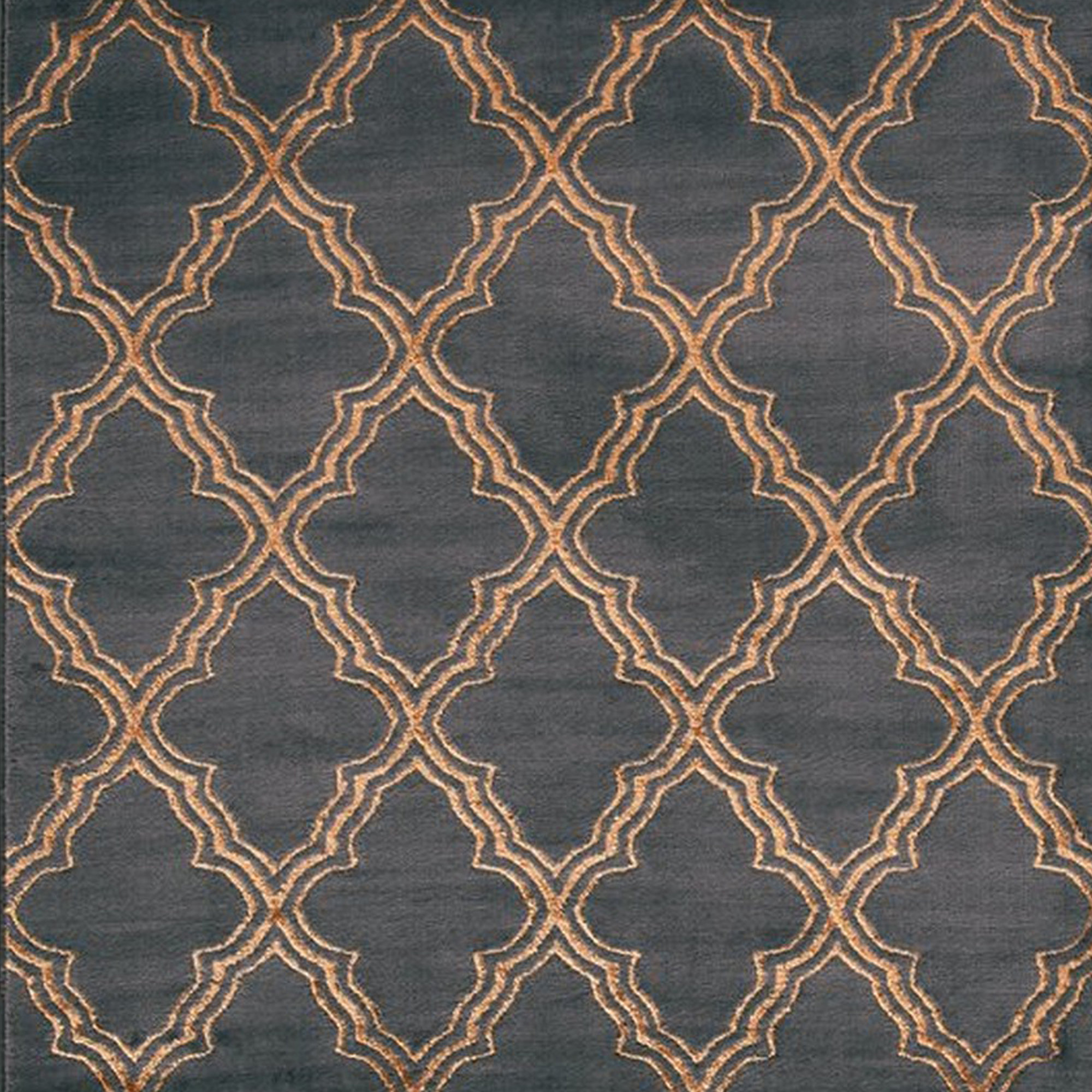 Machine Woven Fabric Rug with Trellis Pattern, Large, Gray and Brown ...