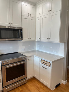Alabaster cabinets and quartz countertop choices