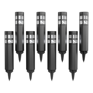 Pure Garden Set of 8 LED Solar Path Lights, Black - Transitional - Path ...