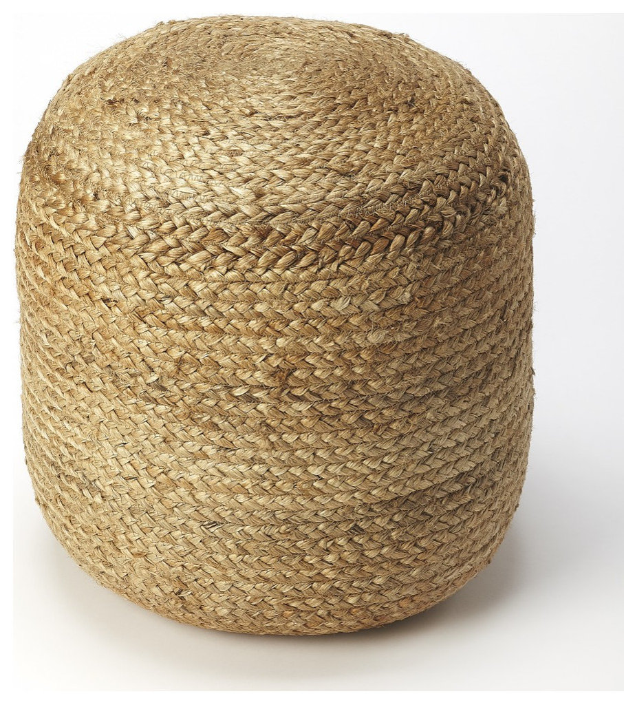 16" Jute Round Pouf Ottoman - Beach Style - Floor Pillows And Poufs - by HomeRoots | Houzz