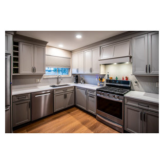 Two-Tone Neutral Kitchen with Quartz Countertop and Soho Picket ...