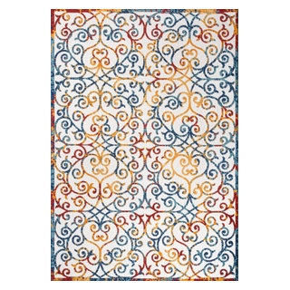 Atrani Scroll Trellis Indoor/Outdoor Area Rug, 8x10 - Contemporary ...