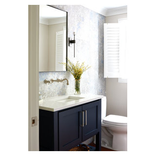 White & Blue Farmhouse - Farmhouse - Powder Room - New York - by Karen ...