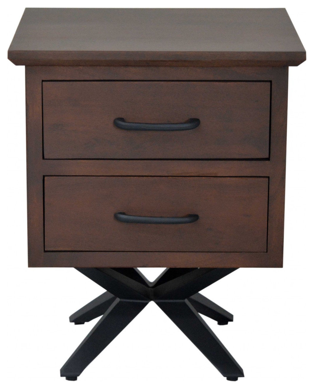 HomeRoots Contemporary Dark Acacia Black Inverted Frame Nightstand ...