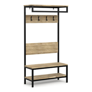 Westmont Solid Mango Wood Entryway Hall Tree Bench - Industrial - Hall ...