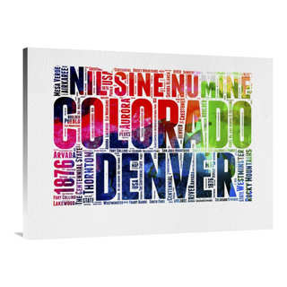"Denver Watercolor Word Cloud" Fine Art Print, 48" x 36" - Modern ...