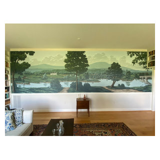 Colonial Themed Murals throughout a music room/library - Victorian ...