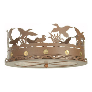 16W Ducks in Flight Fan Light Fixture - Rustic - Flush-mount Ceiling ...