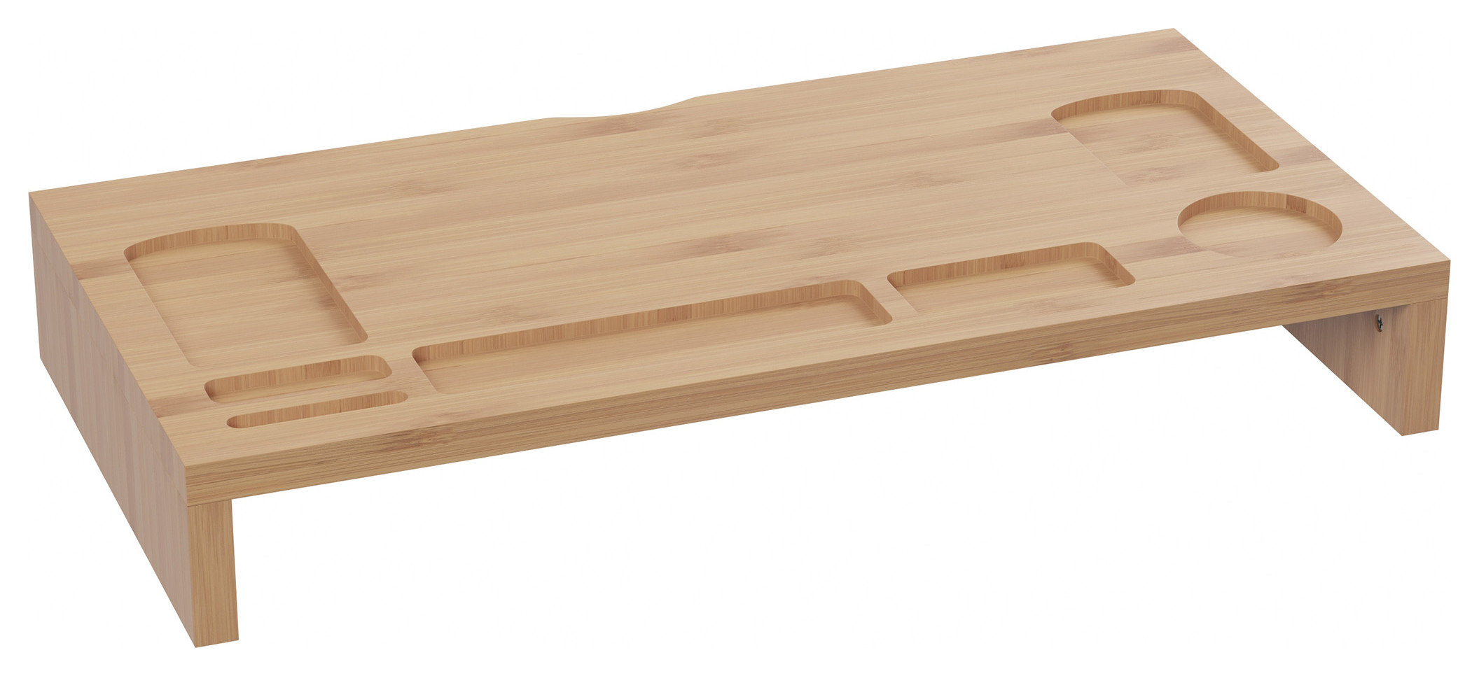 7-Compartment Monitor Stand Eco-Friendly Bamboo PC Shelf and Laptop ...