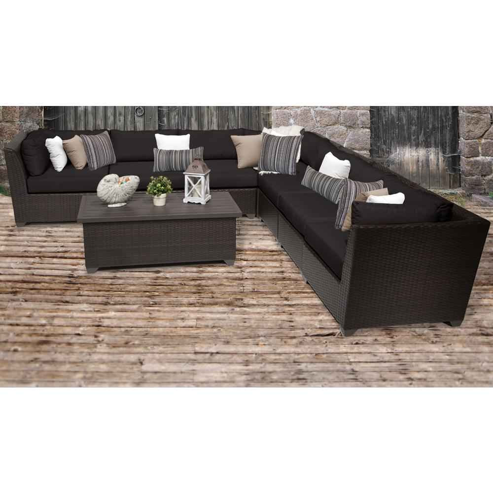Barbados 8 Piece Outdoor Wicker Patio Furniture Set 08a, Black - Tropical - Outdoor Lounge Sets ...