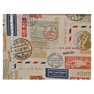 Travel Fabric Postage Stamp Mail, Sample Cut - Contemporary - Fabric ...