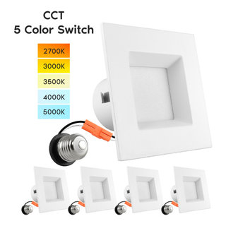 4" Square Recessed LED Lights 5 CCT Dimmable 750lm 4-Pack - Modern ...