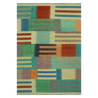Winchester Kilim Ashfaq Gray/Burgundy Rug, 6'10x9'10 - Southwestern ...