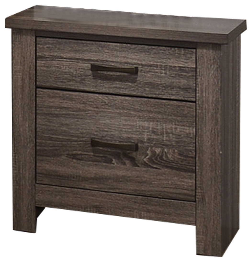 2-Drawer Wood Nightstand, Weathered Gray - Transitional - Nightstands ...