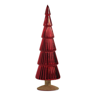 Dembe Classic Red Glass Tree on Gold Glitter Base, Set of 2, 13.5 ...