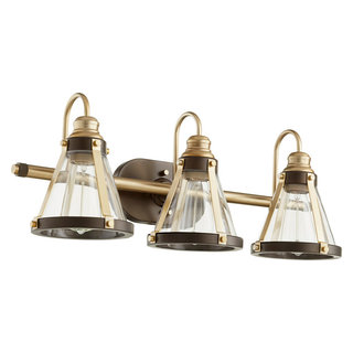 3-Light Banded Cone Vanity Fixture - Traditional - Bathroom Vanity ...