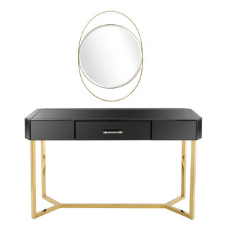 Black and Gold Mirror and Console Table - Contemporary - Console Tables ...