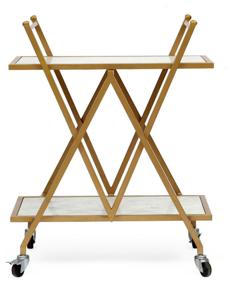 Adair Marble Bar Cart - Contemporary - Bar Carts - by GDFStudio | Houzz