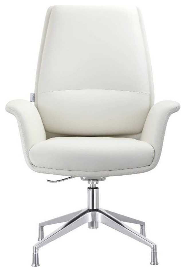 LeisureMod Summit Faux Leather Office Chair with Adjustable Height Gray ...