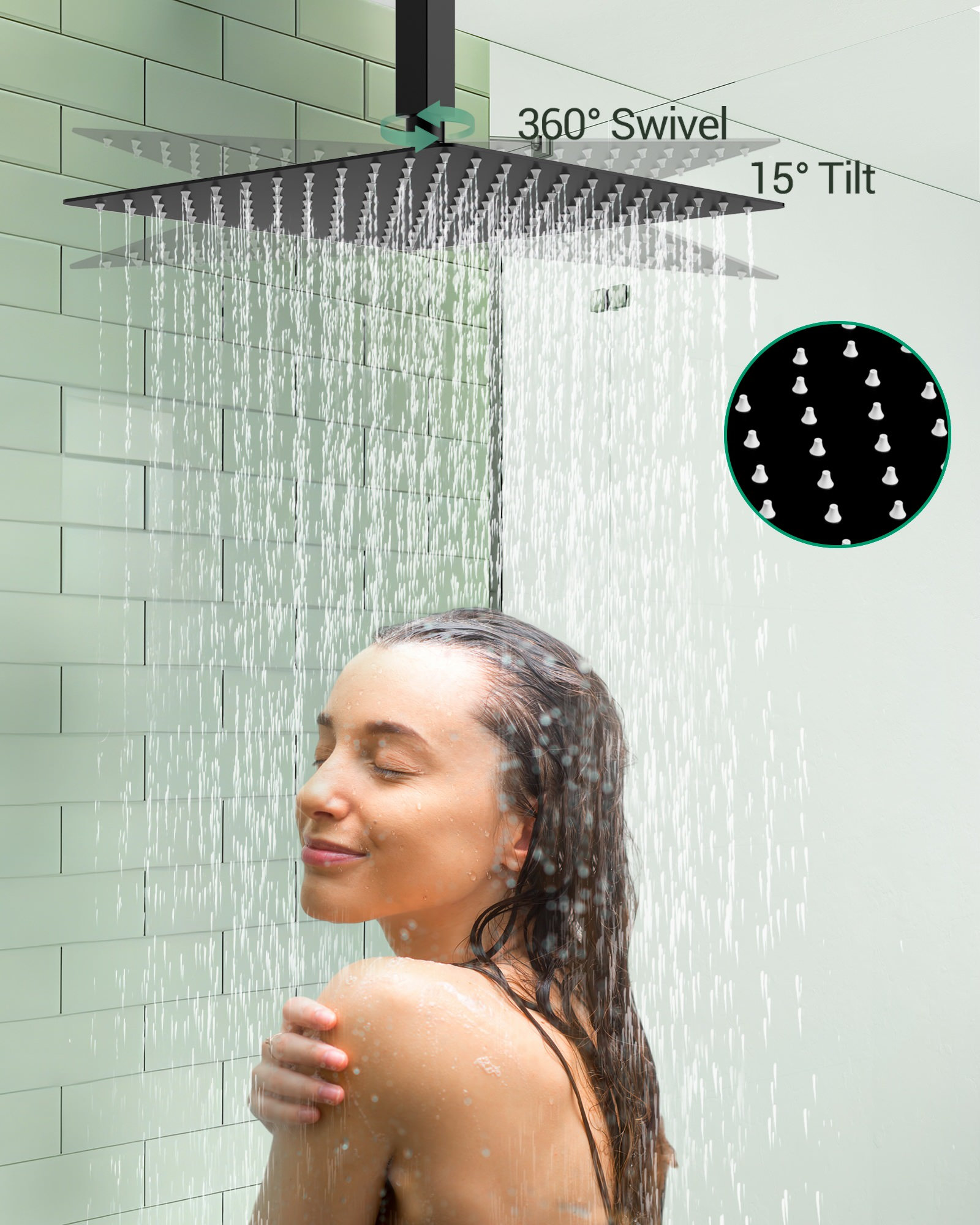Thermostatic Ceiling Mount Rainfall Dual Shower Head Shower System, 16 ...