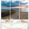 "Rusty Row Boat on Sand at Sunset" Metal Wall Art, 3 Panels, 36"x28 ...