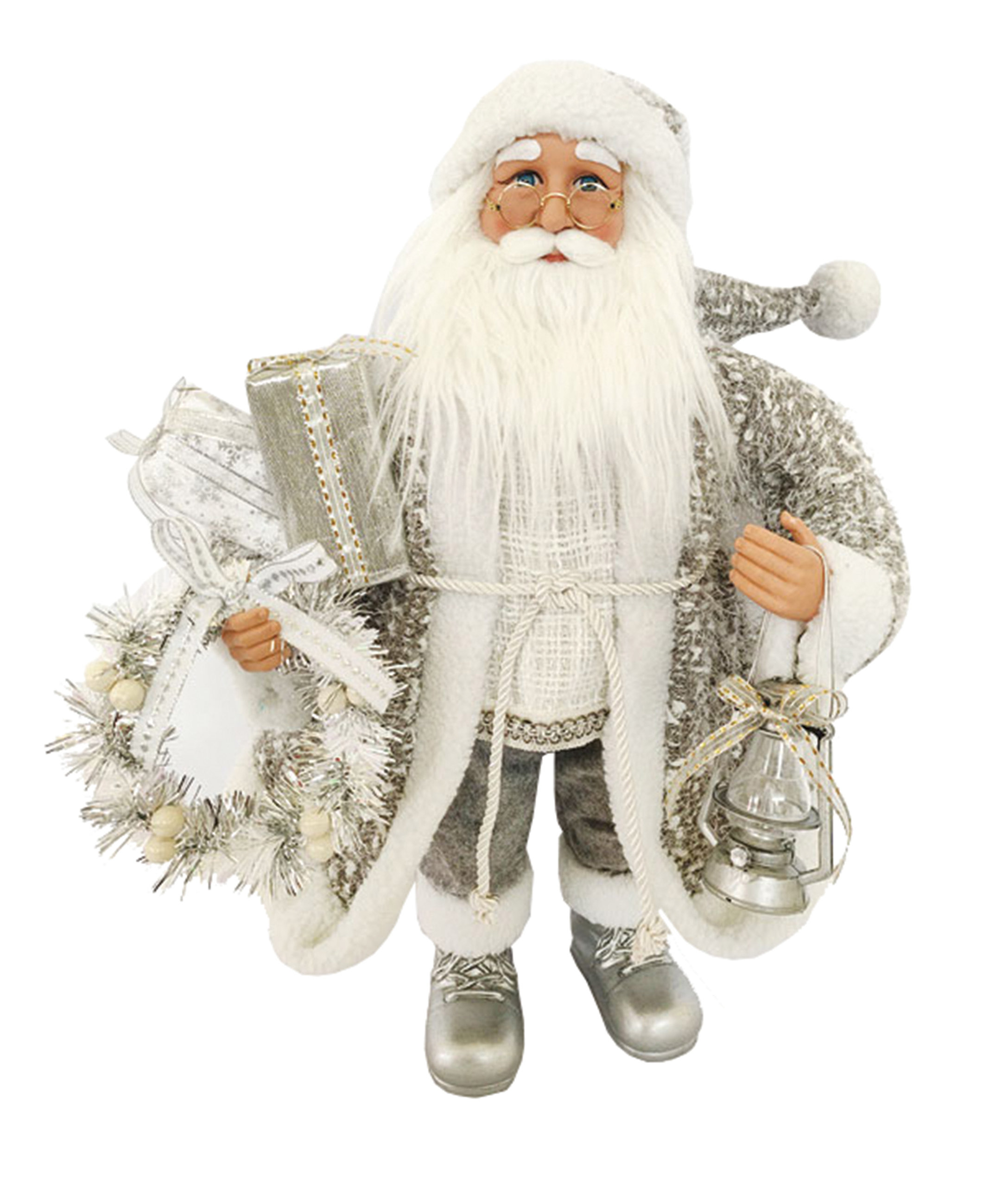 24" Silver Tidings Santa - Traditional - Holiday Accents And Figurines ...