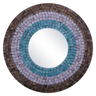 Southwestern Mother of Pearl Framed Mirror, 15 X 15 - Beach Style ...