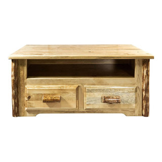 Glacier Country Collection Coffee Table With 2 Drawers - Rustic ...