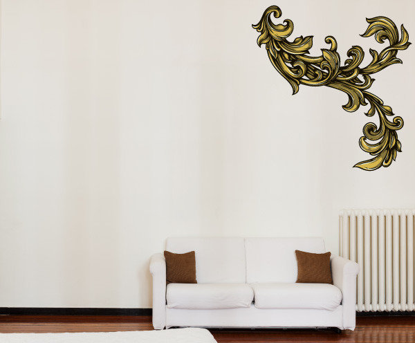 Floral Corner Vinyl Wall Decal FloralCornerUScolor005, 12 in ...