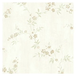 Floral Traditional Classic Metallic Rose Modest Wallpaper, Double Roll ...